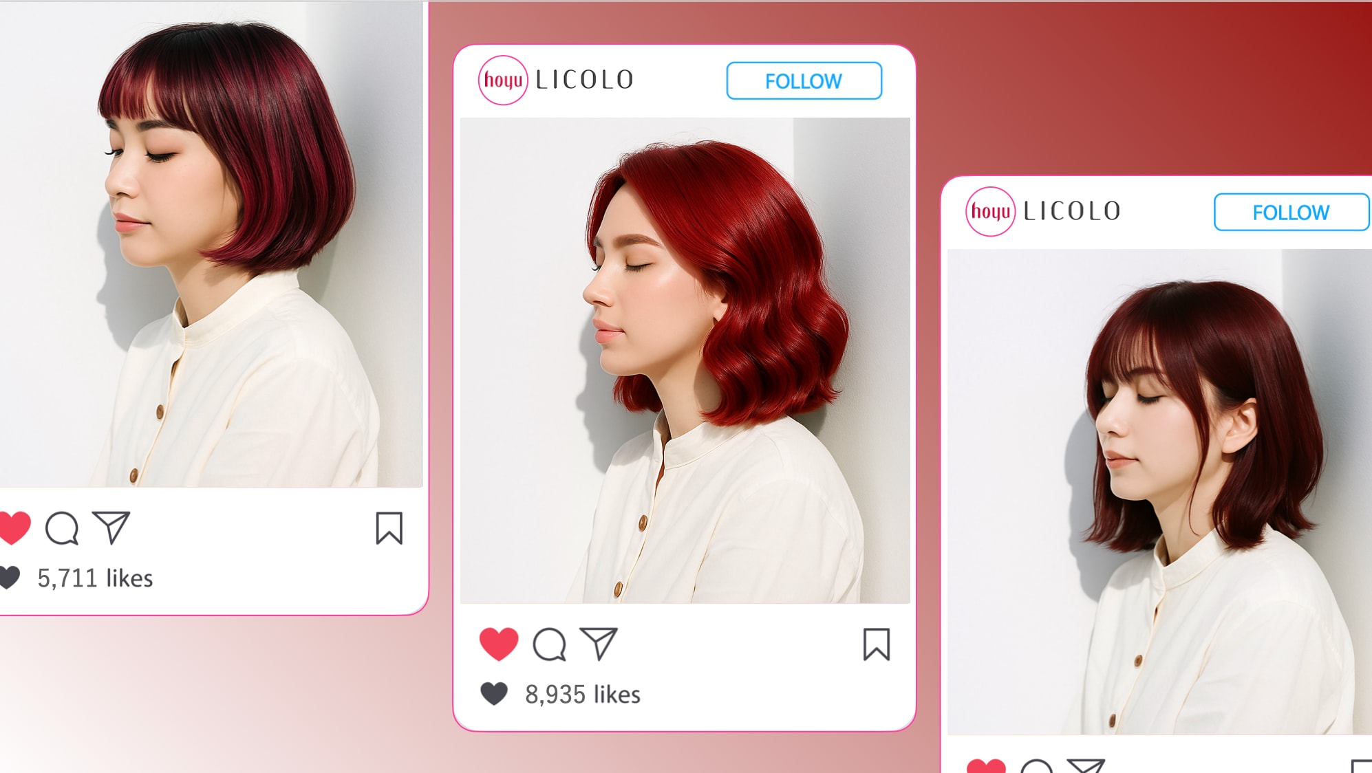 ピンクレッドってどんな髪色？明るめ暗めのヘアカラー17選 | ヘアカラーリング | LICOLO - 髪から自分を好きになる